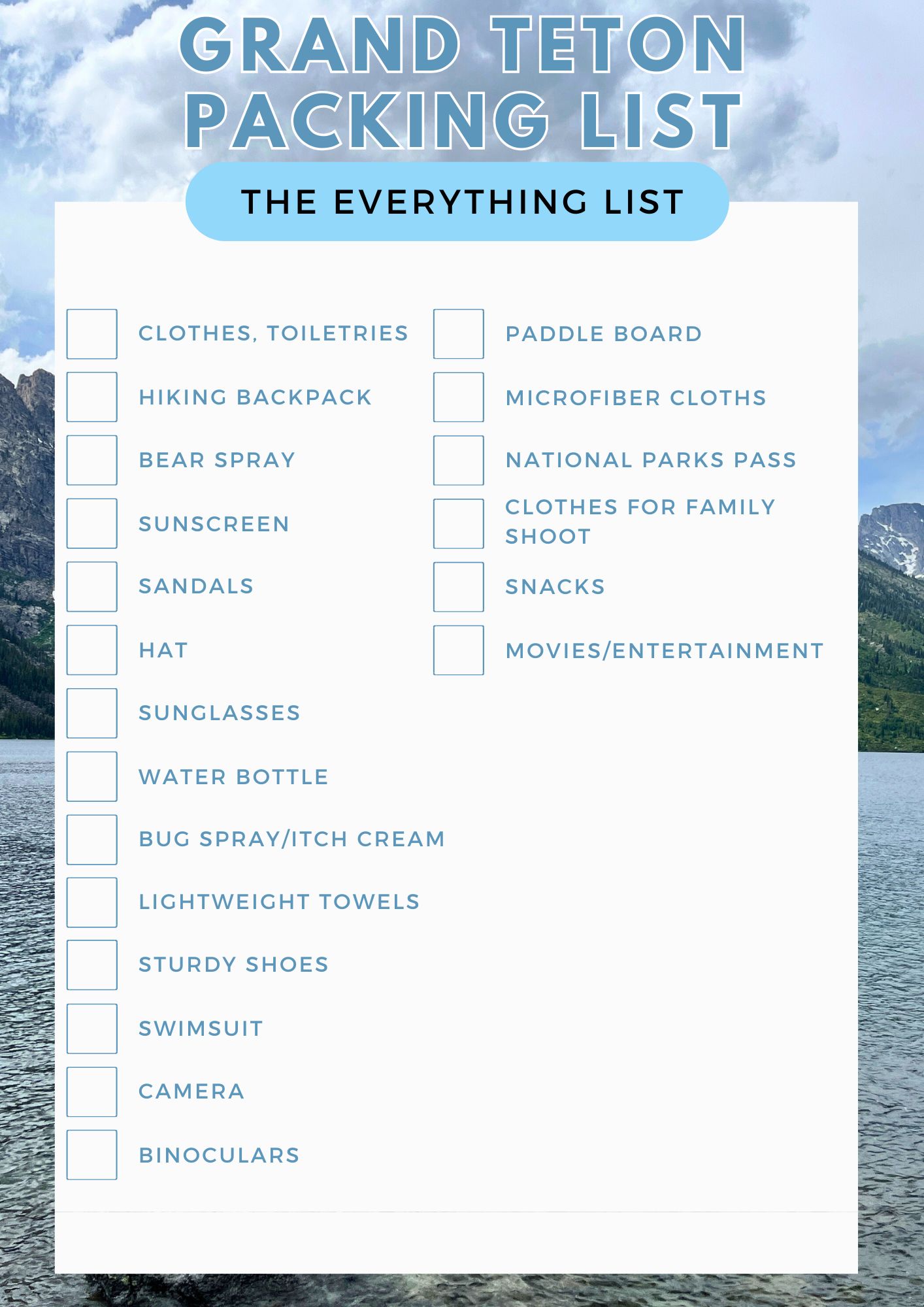 Packing List for Grand Tetons: Must Have Items